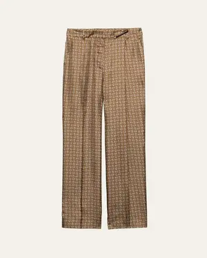 Prada Prada Paisley Print Silk Twill Pants - Sughero