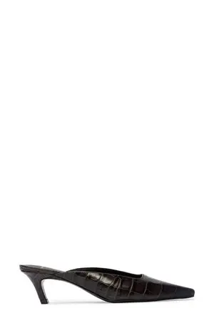BLACK SUEDE STUDIO Logan Kitten Heel Mule - Dark Brown