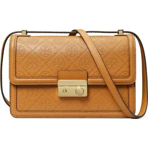 Tory Burch T Monogram Debossed Convertible Shoulder Bag - Tan
