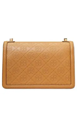 Tory Burch T Monogram Debossed Convertible Shoulder Bag - Tan