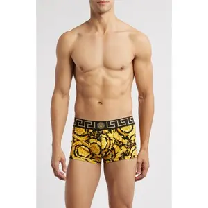 Versace Barocco Stretch Cotton Trunks Black Print