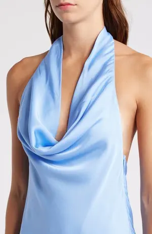 French Connection Ennis Satin Halter Minidress - 40-dusted Blue