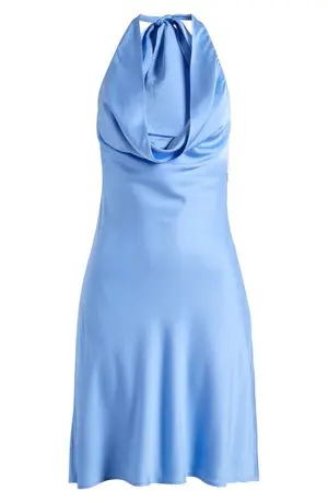 French Connection Ennis Satin Halter Minidress - 40-dusted Blue
