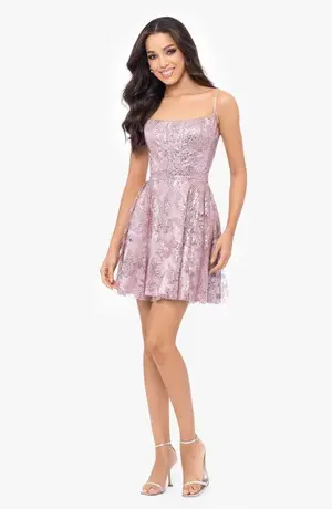 BLONDIE NITES Sequin Tulle Minidress - Rose