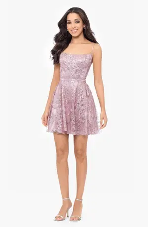 BLONDIE NITES Sequin Tulle Minidress - Rose