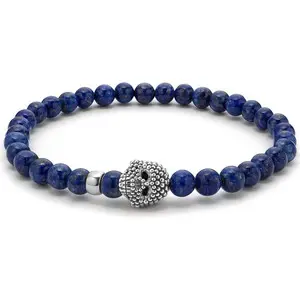 Lagos Caviar Skull Beaded Lazuli Bracelet - Lapis