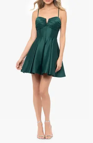 BLONDIE NITES Satin Minidress - Hunter