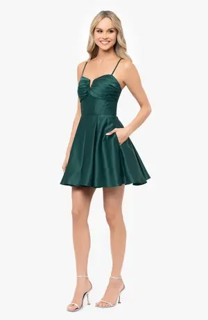 BLONDIE NITES Satin Minidress - Hunter
