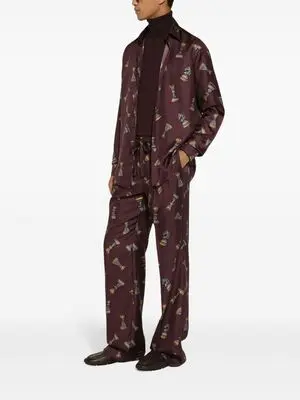 Dolce & Gabbana Chess Motif Silk Shirt - Red