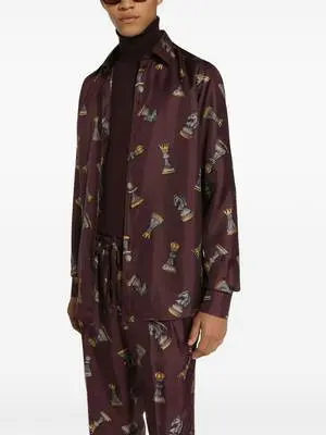 Dolce & Gabbana Chess Motif Silk Shirt - Red