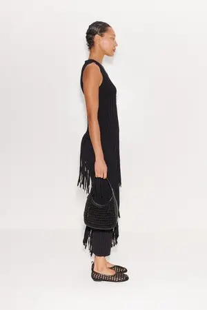 SIMONMILLER Spiral Knit Fringe Dress - Black