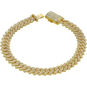 LUVMYJEWELRY Diamond Link Cuban Bracelet In 10k Gold - 14k Yellow Gold