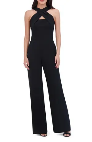 Vince Camuto Signature Cross Neck Jumpsuit - Blk