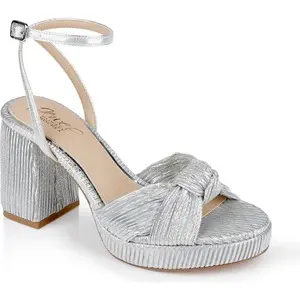 Badgley Mischka Tyler Ankle Strap Platform Sandal - Silver/fabric