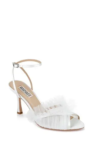 Badgley Mischka Aisha Ankle Strap Sandal - White Satin