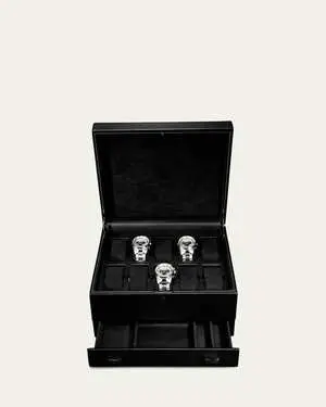 Wolf British Racing 10-piece Watch Box With Storage - Black