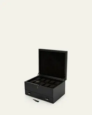 Wolf British Racing 10-piece Watch Box With Storage - Black