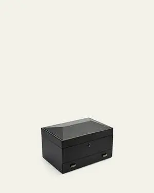 Wolf British Racing 10-piece Watch Box With Storage - Black