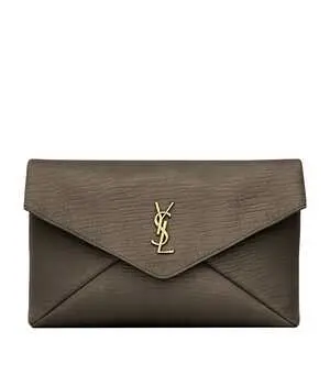 Saint Laurent Leather Cassandre Envelope Pouch