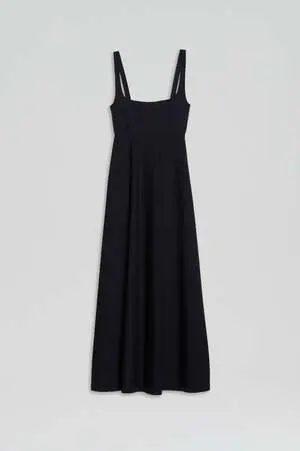 Scanlan Theodore Crepe Knit Square Neck Dress - Navy