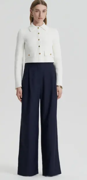 Scanlan Theodore CREPE KNIT CROP BUTTON JACKET White