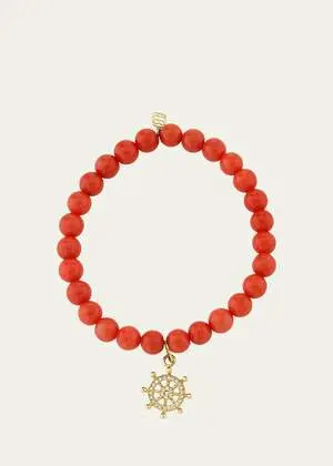 SYDNEY EVAN 14k Diamond And Ships Wheel Charm Bracelet