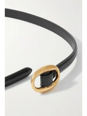 Saint Laurent Glossed-leather Skinny Belt - Black