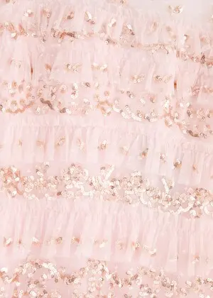 NEEDLE & THREAD Embellished Ruffled Tulle Gown
