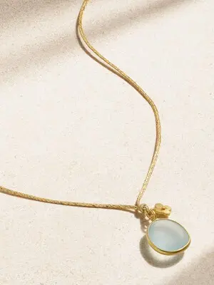 PIPPA SMALL 18-karat Gold, Cord And Aquamarine Necklace - Blue