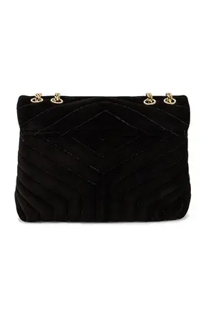 Saint Laurent Medium Loulou Suede Chain Bag In Black