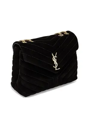 Saint Laurent Medium Loulou Suede Chain Bag In Black