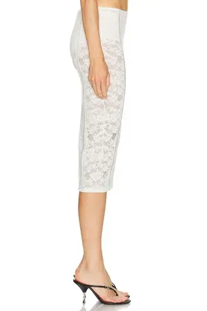 FLEUR DU MAL Le Stretch Lace Pencil Skirt - Ivory