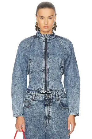 Alaïa Round Denim Jacket - Bleu Neige