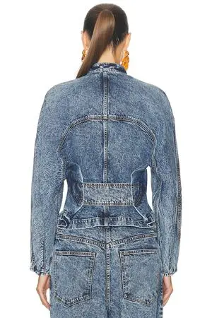 Alaïa Round Denim Jacket - Bleu Neige