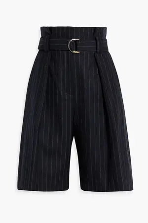 3.1 Phillip Lim Belted Pinstriped Wool-blend Shorts
