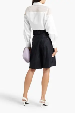 3.1 Phillip Lim Belted Pinstriped Wool-blend Shorts