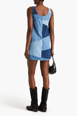 FRAME Patchwork-effect Denim Mini Dress
