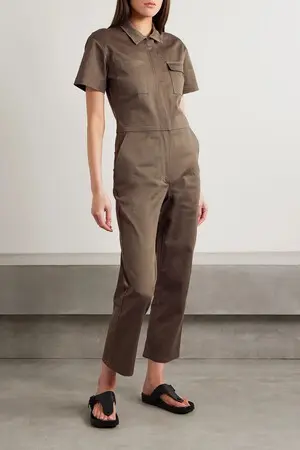 RIVET UTILITY Worker Cotton-blend Twill Jumpsuit - Brown