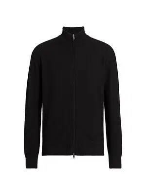 Zegna Cashseta Full Zip Cardigan Black