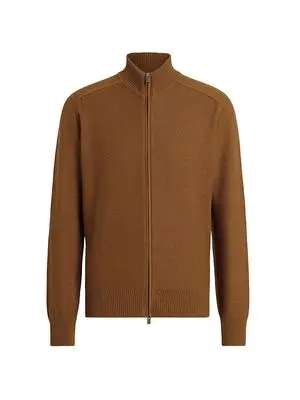Zegna Cashseta Full Zip Cardigan Dark Foliage