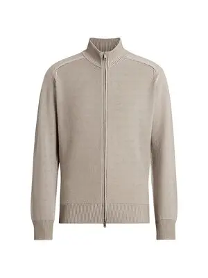 Zegna Cashseta Full Zip Cardigan Light Taupe