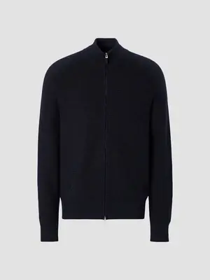 Zegna Cashseta Full Zip Cardigan Navy Blue