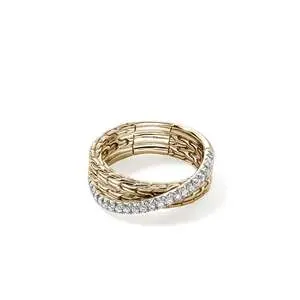 John Hardy Jh Essential Pave Crossover Ring - Gold