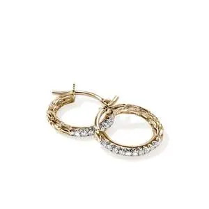 John Hardy Pavé Diamond Hoop Earrings, 13mm