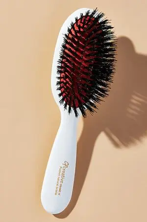 CREATIVE PRO HAIR TOOLS Classic Boar Bristle Pocket Brush - White