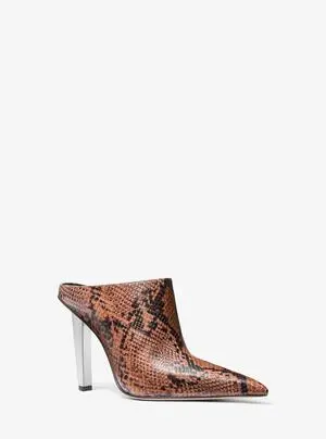 Michael Kors Halle Snake Embossed Leather Mule Pump