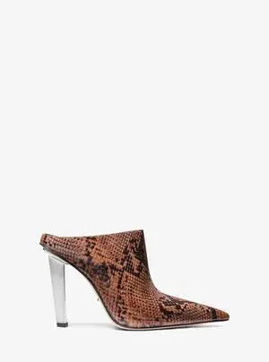Michael Kors Halle Snake Embossed Leather Mule Pump