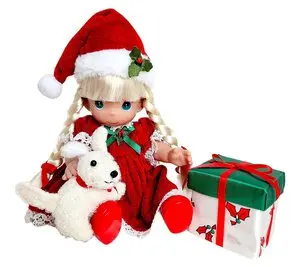 PRECIOUS MOMENTS Christmas Surprise Blonde Doll - One-color
