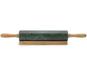 FOX RUN Green Marble Rolling Pin With Base