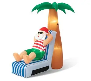 GLITZHOME 6ft Led Lighted Tropical Vacation San Ta Inflatable - One-color